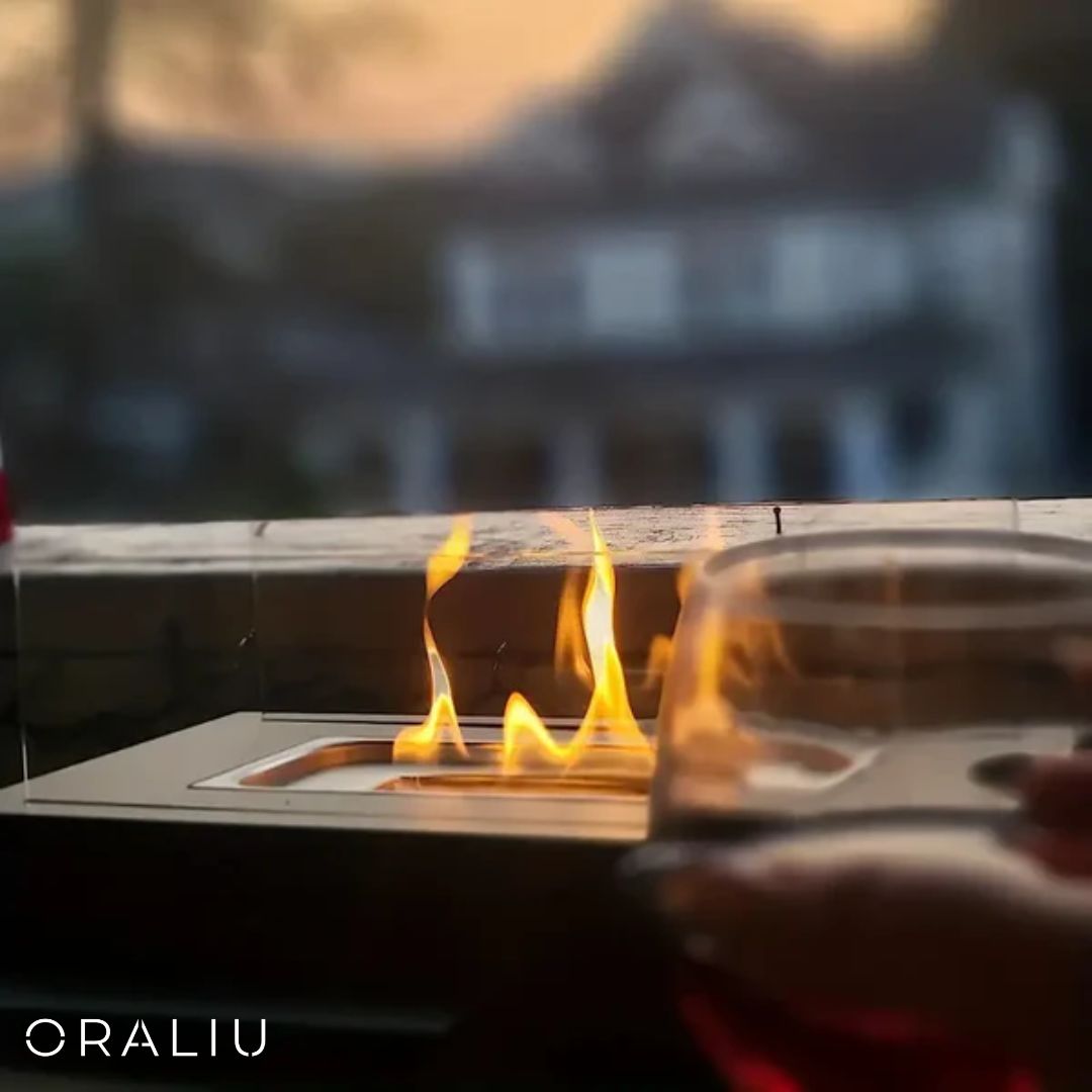 Tabletop Bio-Ethanol Fireplace – Indoor & Outdoor Smokeless Flame Heat ...