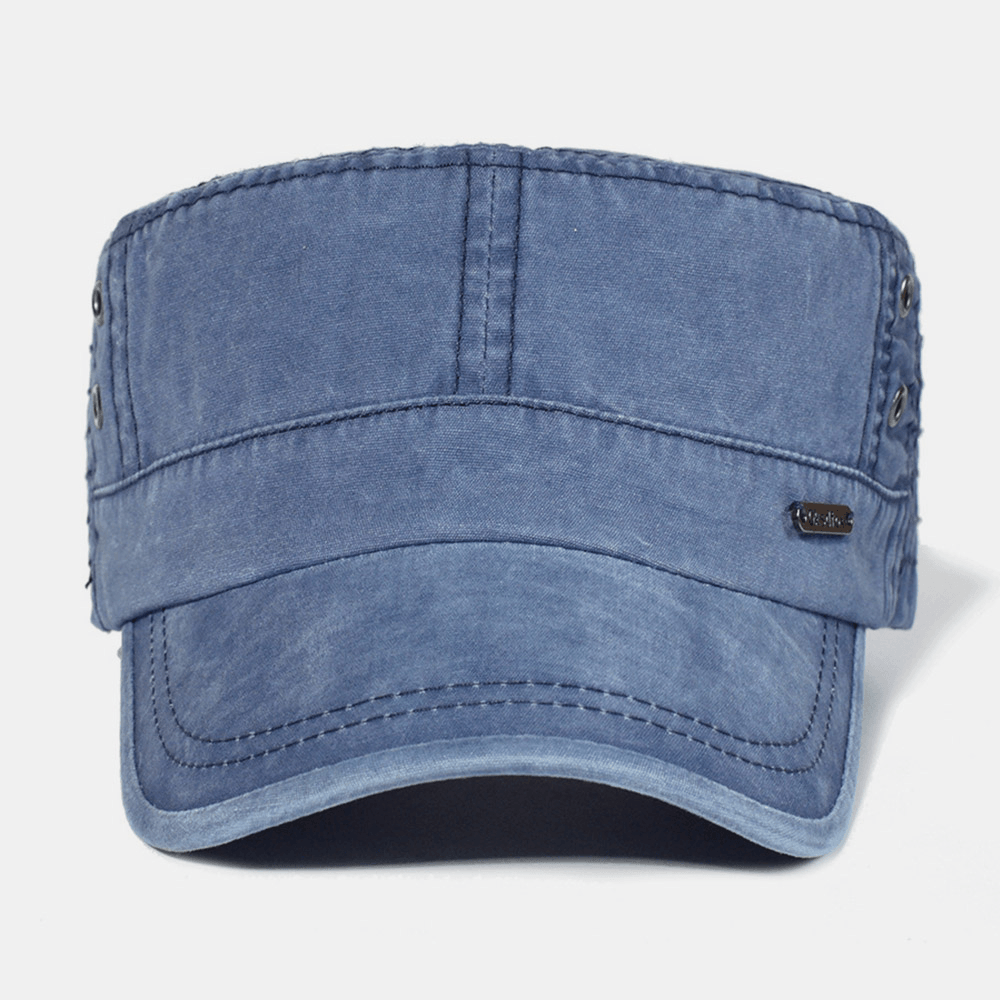 Adjustable Washed Cotton Military Flat Cap for Men – Classic Army Styl ...