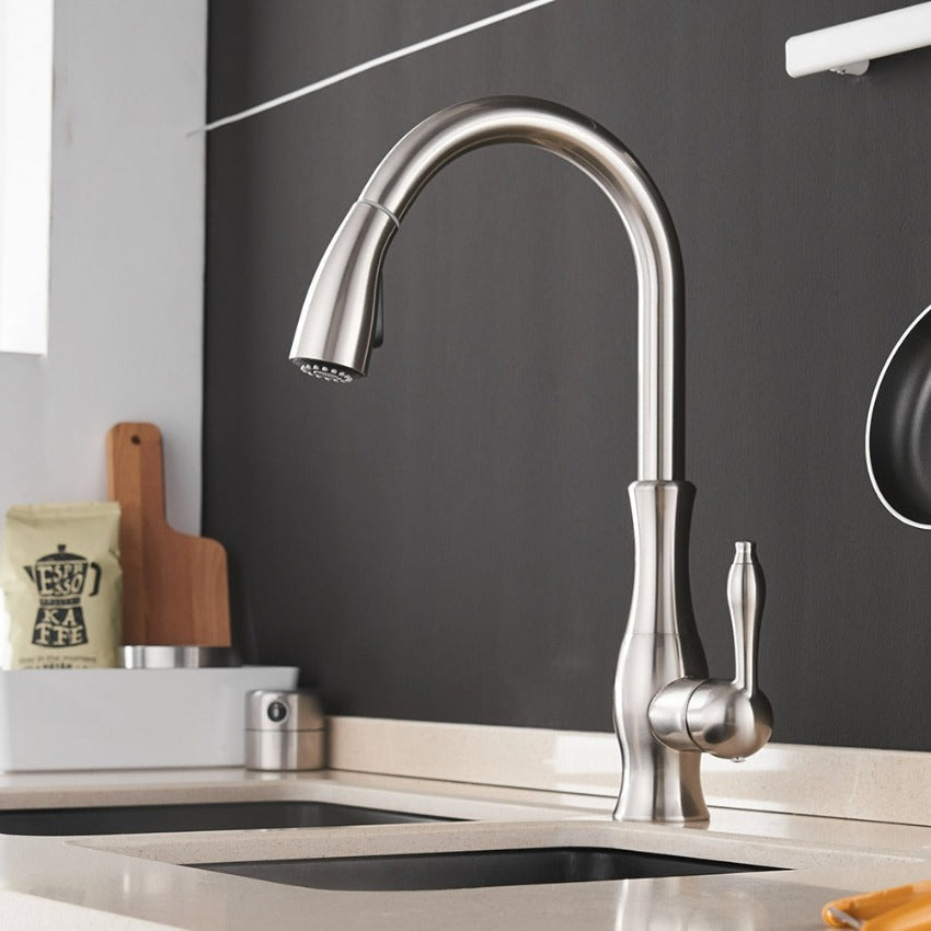 Pull-Out Kitchen Mixer Tap – Stainless Steel 360° Swivel Sink Tap with ...
